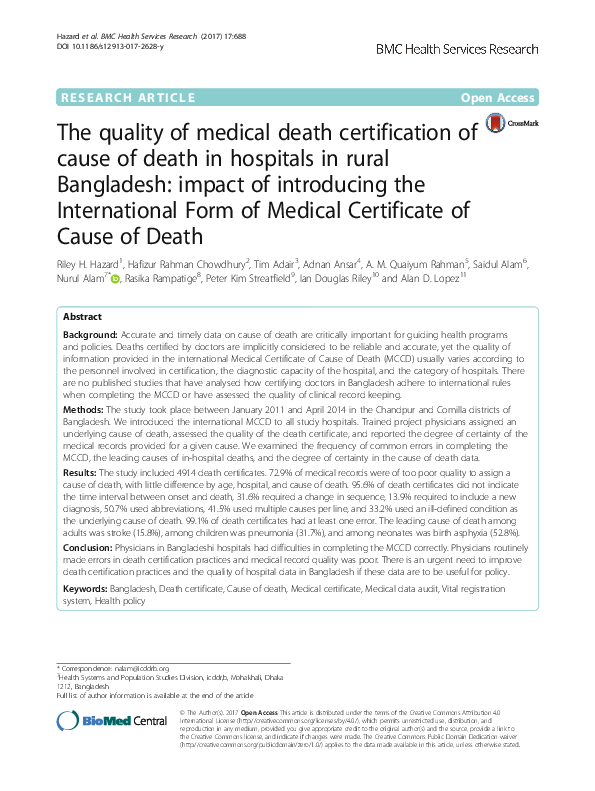 (PDF) The quality of medical death certification of cause of death in ...