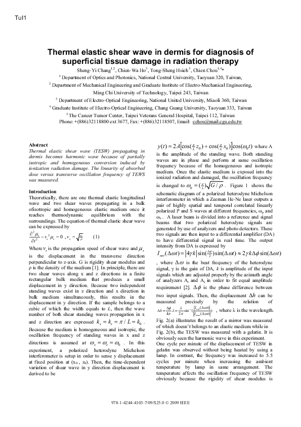(PDF) Thermal elastic shear wave in dermis for diagnosis of superficial ...