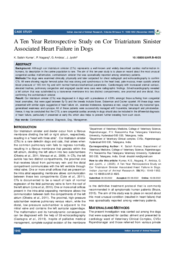 (PDF) A Ten Year Retrospective Study on Cor Triatriatum Sinister ...