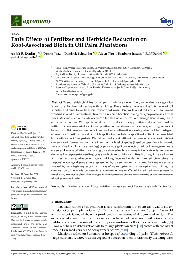 (PDF) Early Effects of Fertilizer and Herbicide Reduction on Root ...