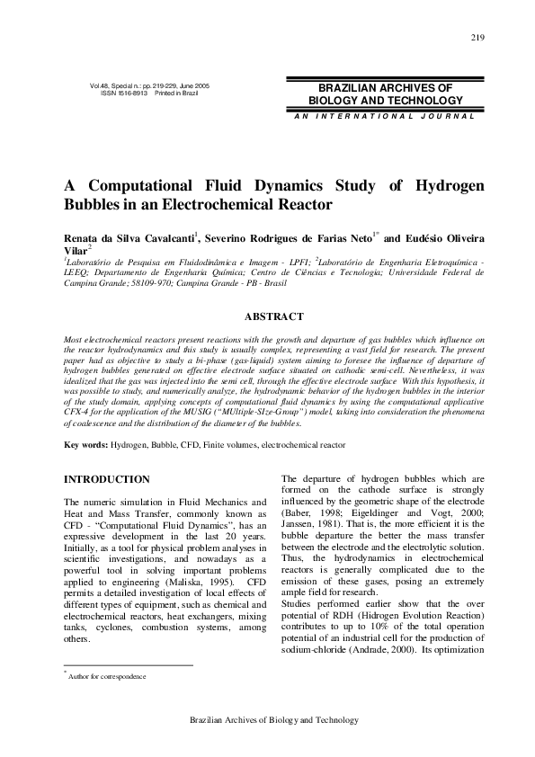 Pdf A Computational Fluid Dynamics Study Of Hydrogen Bubbles In An