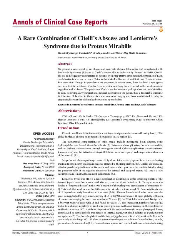 (PDF) A Rare Combination of Citelli’s Abscess and Lemierre’s Syndrome ...
