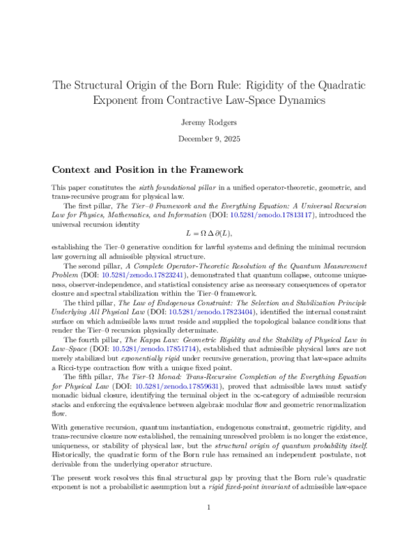(PDF) The Structural Origin of the Born Rule: Rigidity of the Quantum Probability Exponent
