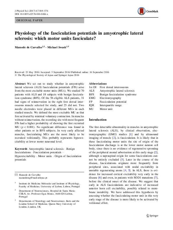 (PDF) Physiology of the fasciculation potentials in amyotrophic lateral ...