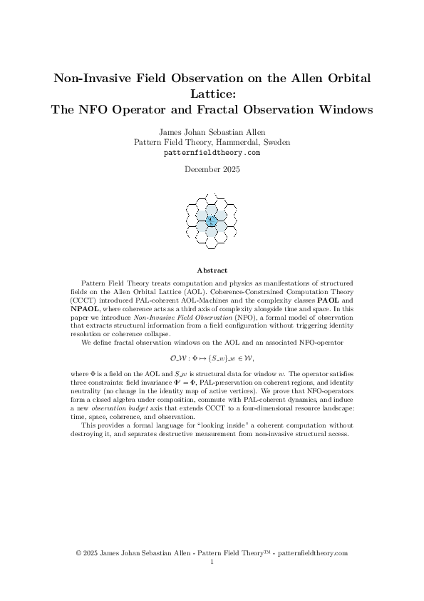 (PDF) Non-Invasive Field Observation on the Allen Orbital Lattice: The ...