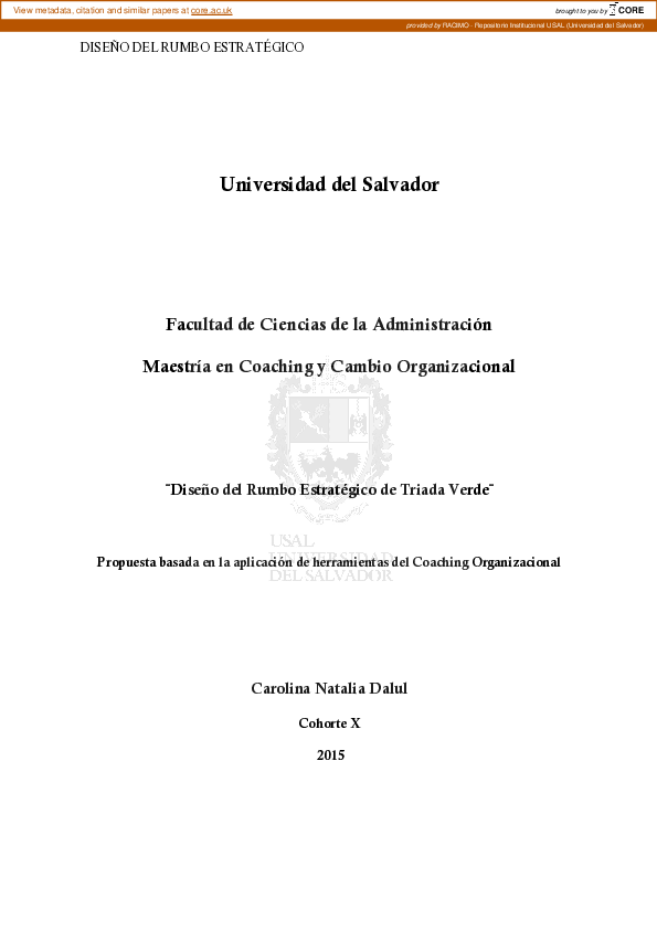 (PDF) Diseño del rumbo estratégico de Triada Verde : propuesta basada en la aplicación de ...