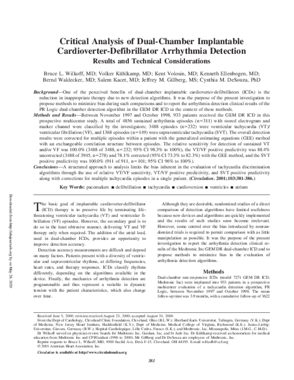 (PDF) Critical Analysis of Dual-Chamber Implantable Cardioverter ...