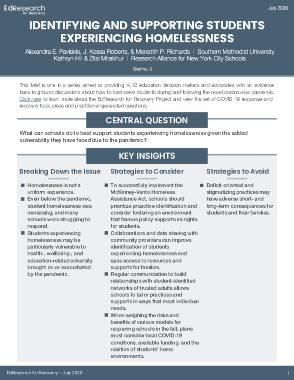 (PDF) Identifying and Supporting Students Experiencing Homelessness ...