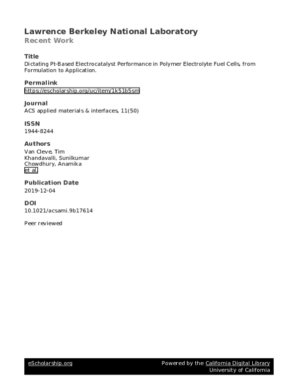 (PDF) Dictating Pt-Based Electrocatalyst Performance in Polymer ...