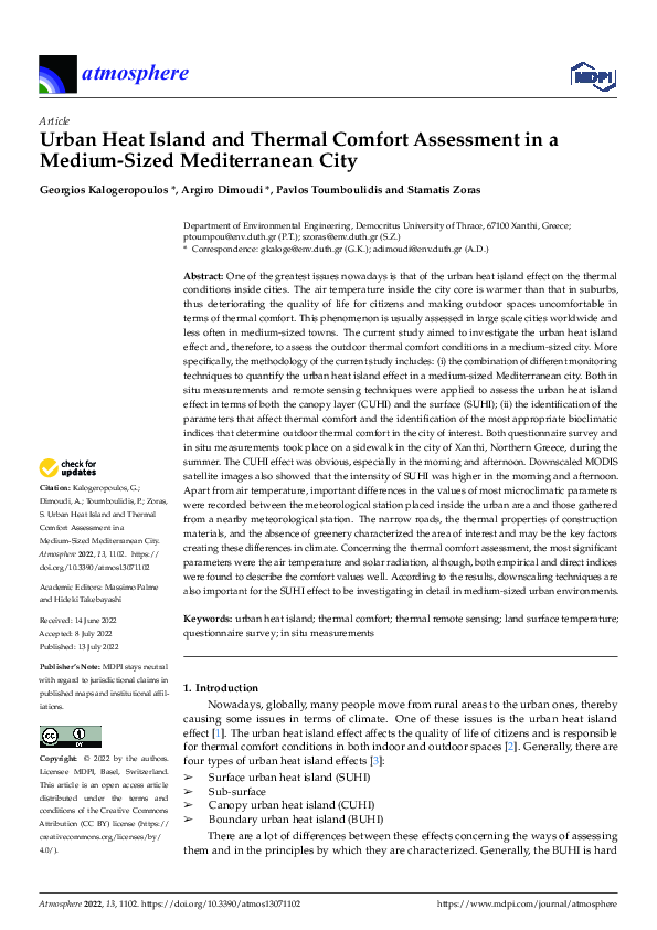 (PDF) Urban Heat Island and Thermal Comfort Assessment in a Medium ...