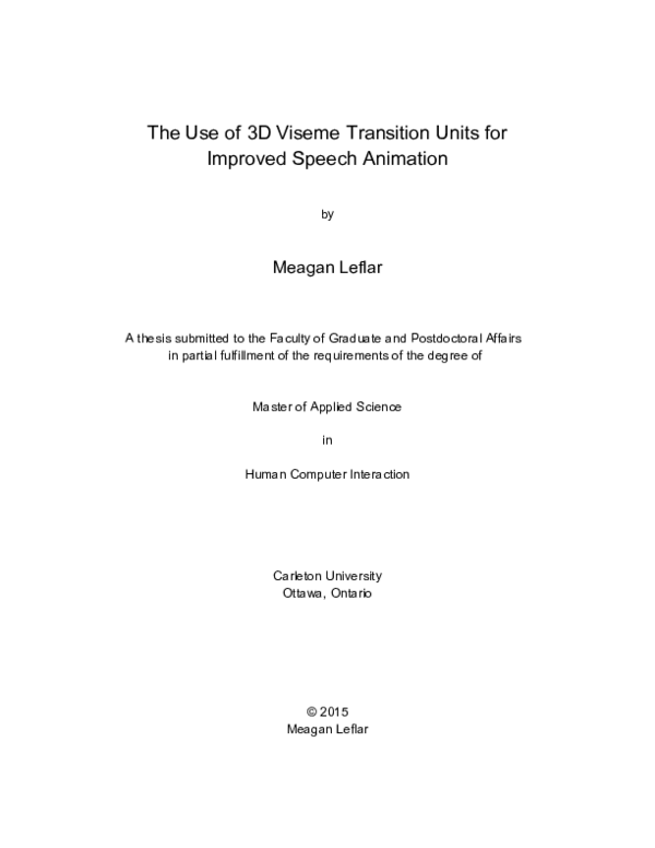 (PDF) The Use of 3D Viseme Transition Units for Improved Speech Animation