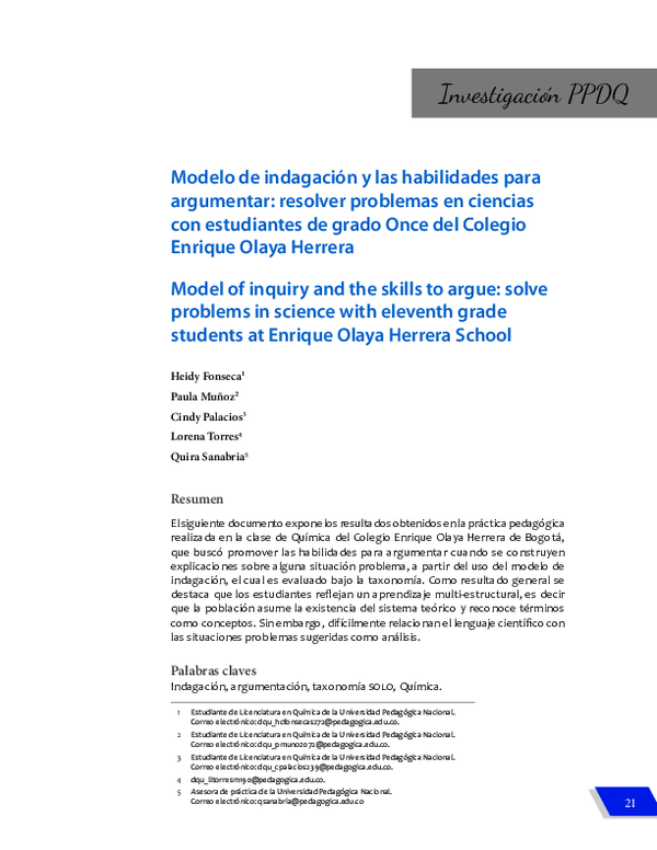 (PDF) Modelo de indagación y las habilidades para argumentar: resolver ...