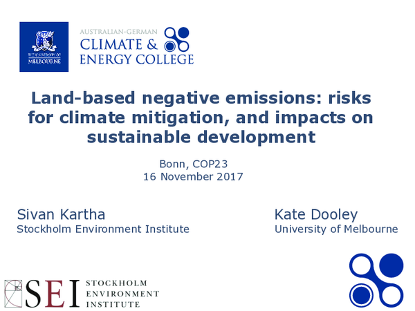 (PDF) Land-based negative emissions: risks for climate mitigation and ...