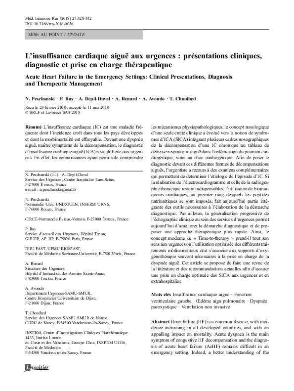 (PDF) L'insuffisance cardiaque aiguë aux urgences : présentations ...