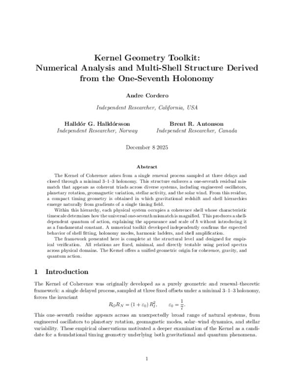 (PDF) Kernel Geometry Toolkit: Numerical Analysis and Multi-Shell ...