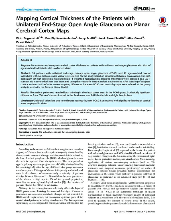 (PDF) Mapping Cortical Thickness of the Patients with Unilateral End ...