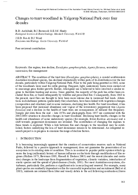 (PDF) Changes to tuart woodland in Yalgorup National Park over four decades