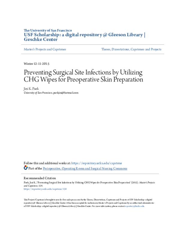 (PDF) Preventing Surgical Site Infections by Utilizing CHG Wipes for ...