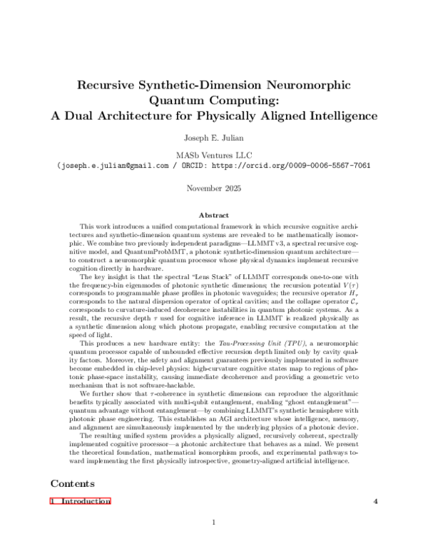 (PDF) Recursive Synthetic-Dimension Neuromorphic Quantum Computing: A Dual Architecture for ...