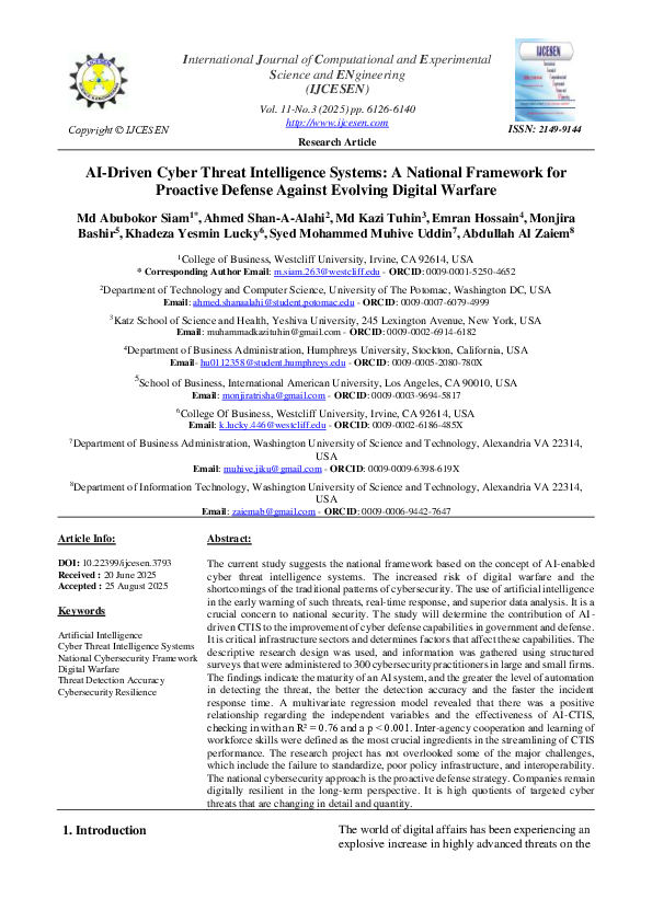 (PDF) AI-Driven Cyber Threat Intelligence Systems: A National Framework ...
