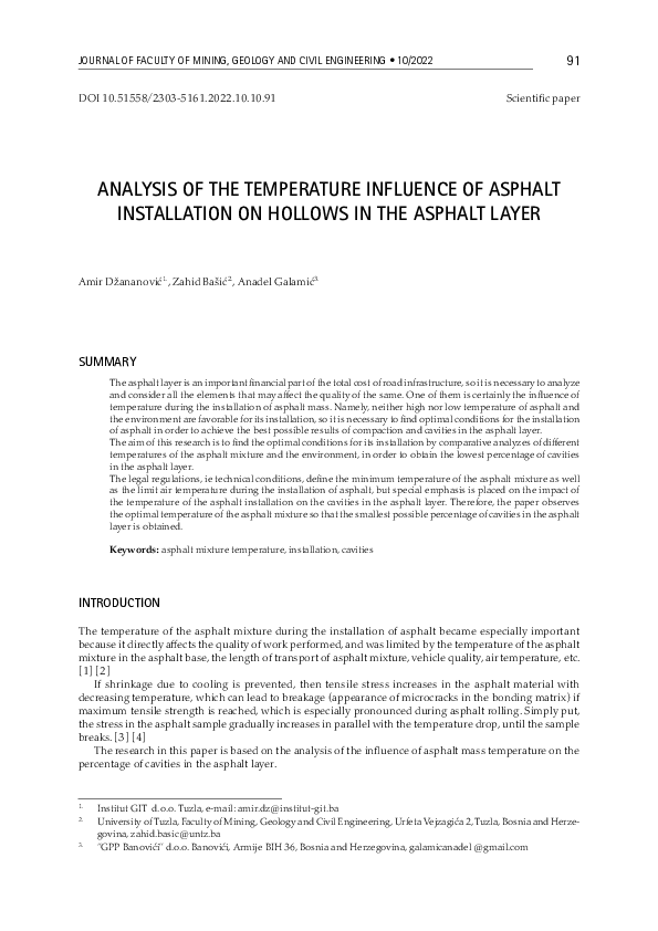 (PDF) Analysis of the Temperature Influence of Asphalt Installation on ...