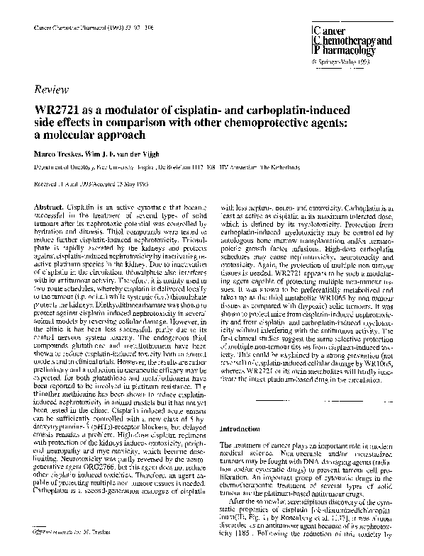 (PDF) WR2721 as a modulator of cisplatin-and carboplatin-induced side ...