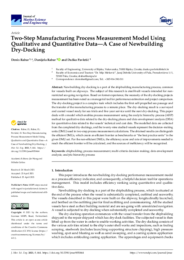 (PDF) Two-Step Manufacturing Process Measurement Model Using ...