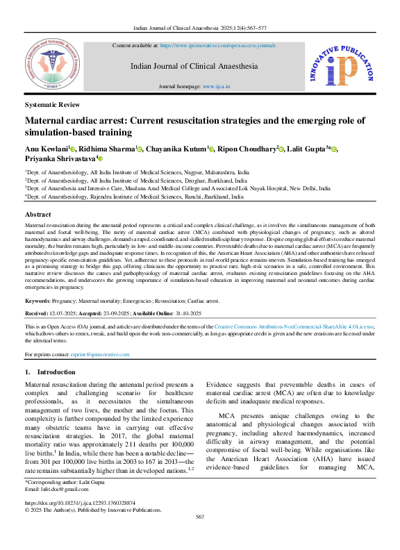 (PDF) Maternal cardiac arrest: Current resuscitation strategies and the ...