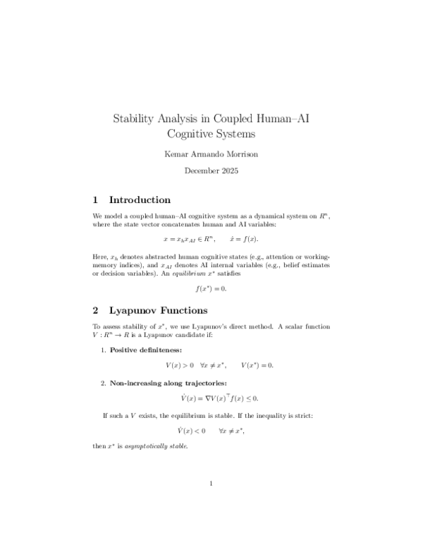 (PDF) Stability Analysis in Coupled Human-AI Cognitive Systems