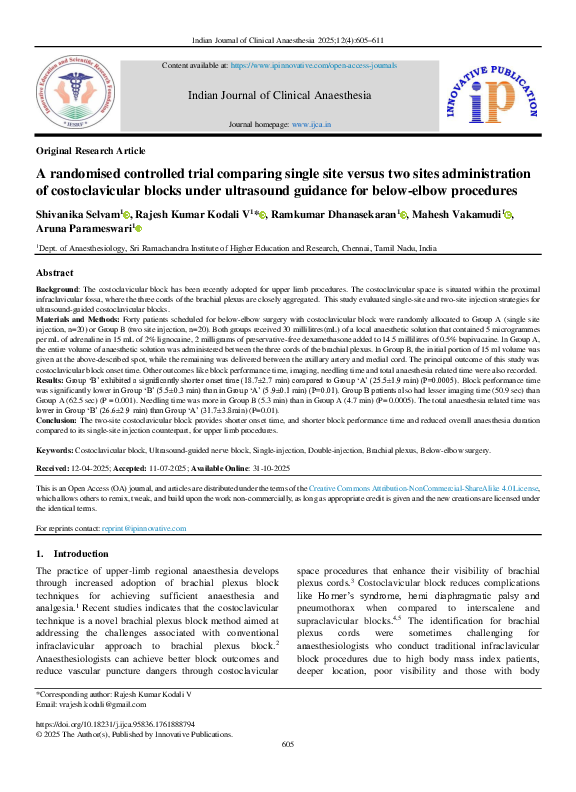 (PDF) A randomised controlled trial comparing single site versus two ...