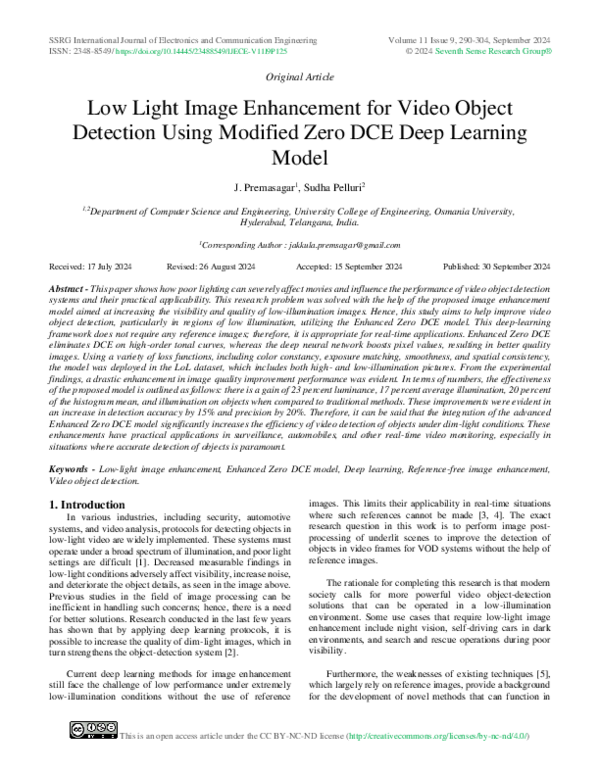 (PDF) Low Light Image Enhancement for Video Object Detection Using ...