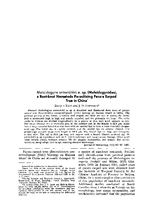 (PDF) Meloidogyne enterolobii n. sp. (Meloidogynidae), a Root-knot ...