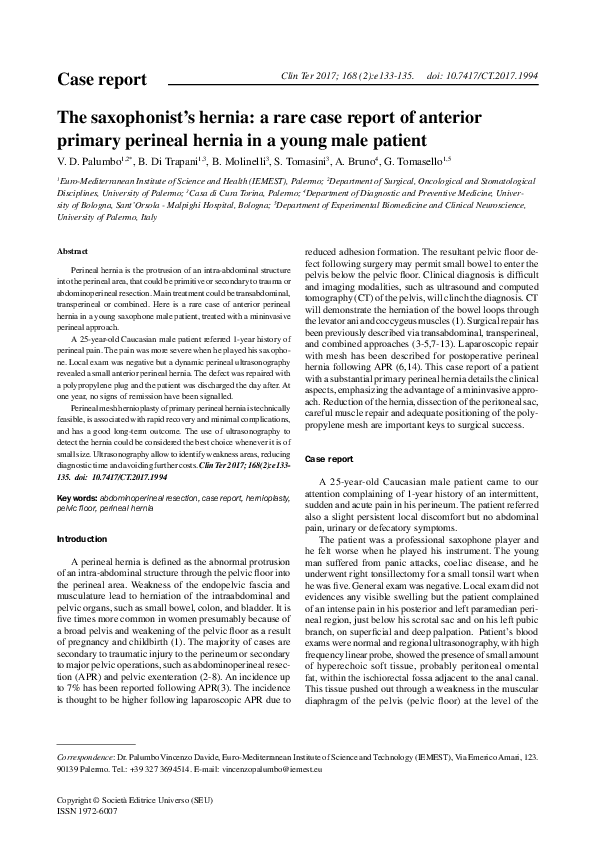 (PDF) The saxophonist's hernia: a rare case report of anterior primary ...