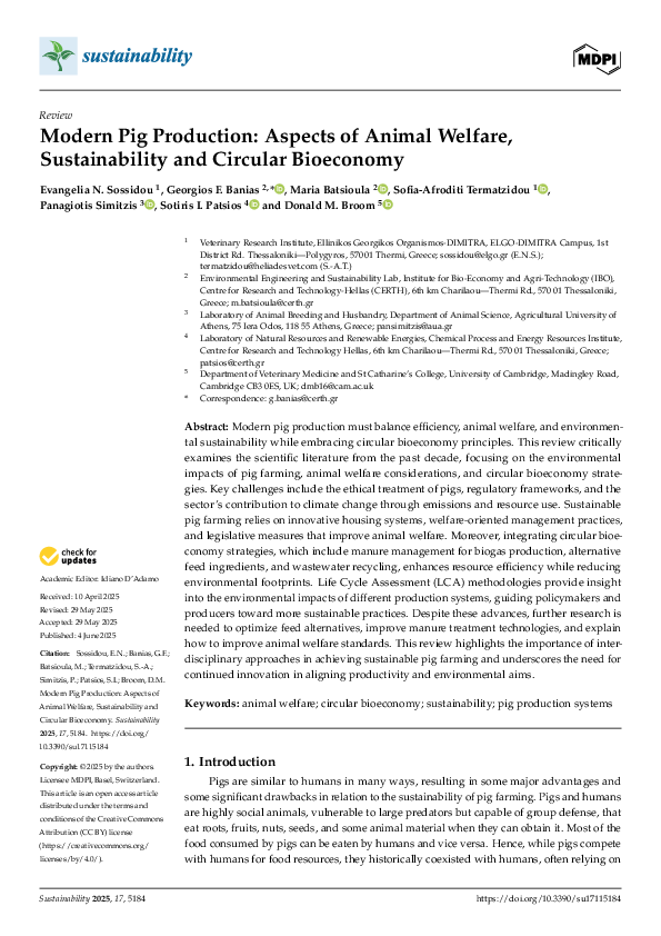 (PDF) Modern Pig Production: Aspects of Animal Welfare, Sustainability ...