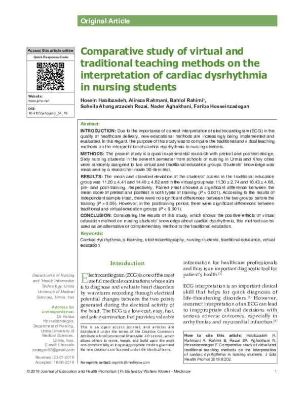 (PDF) Comparative study of virtual and traditional teaching methods on the interpretation of ...