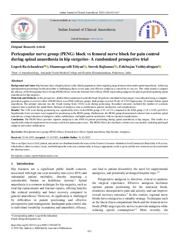 (PDF) Pericapsular nerve group (PENG) block vs femoral nerve block for ...