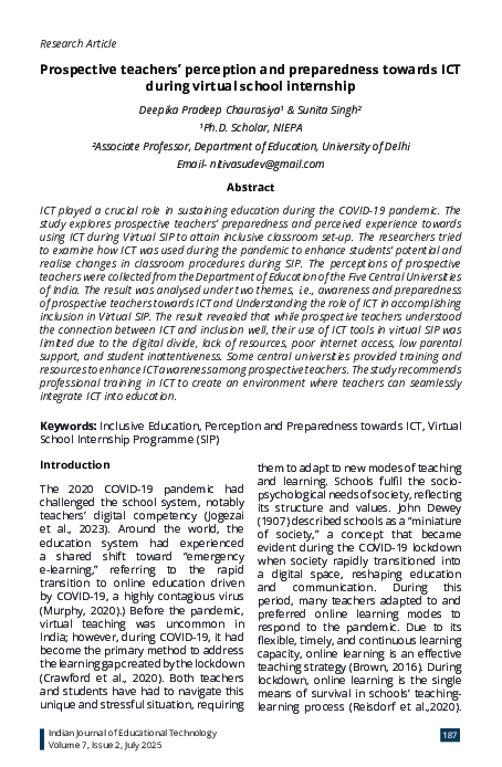 (PDF) Prospective teachers' perception and preparedness towards ICT ...
