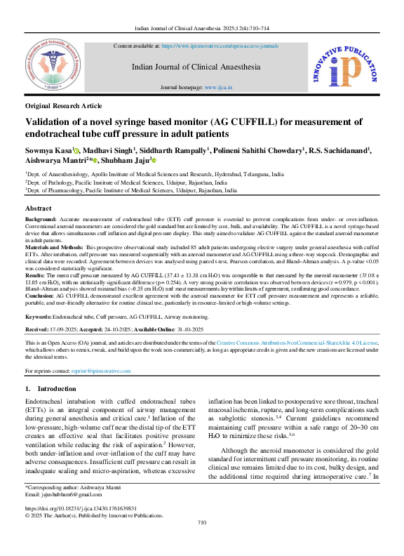 (PDF) Validation of a novel syringe based monitor (AG CUFFILL) for ...