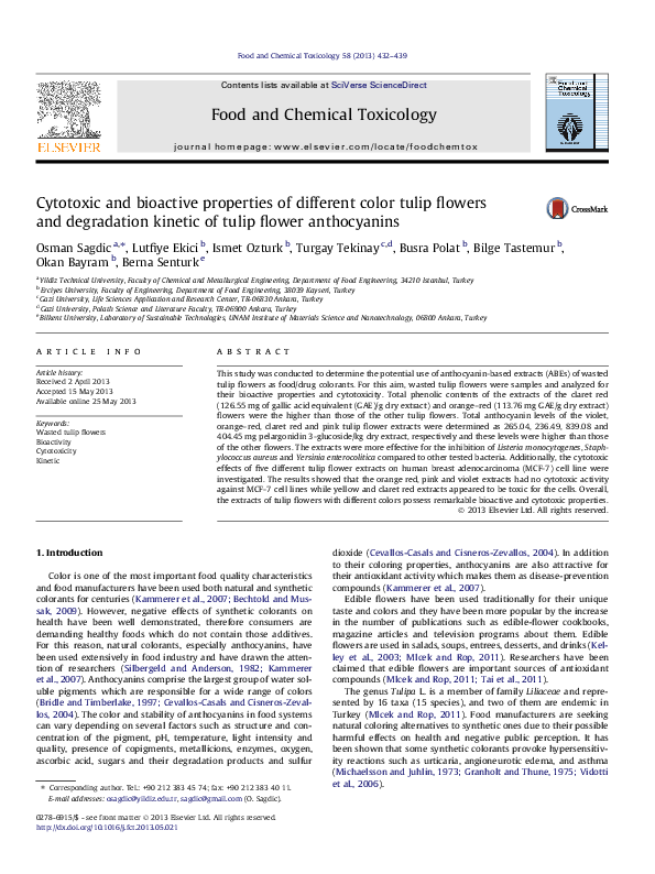 (PDF) Cytotoxic and bioactive properties of different color tulip ...