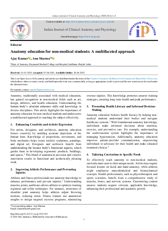 (PDF) Anatomy education for non-medical students: A multifaceted approach