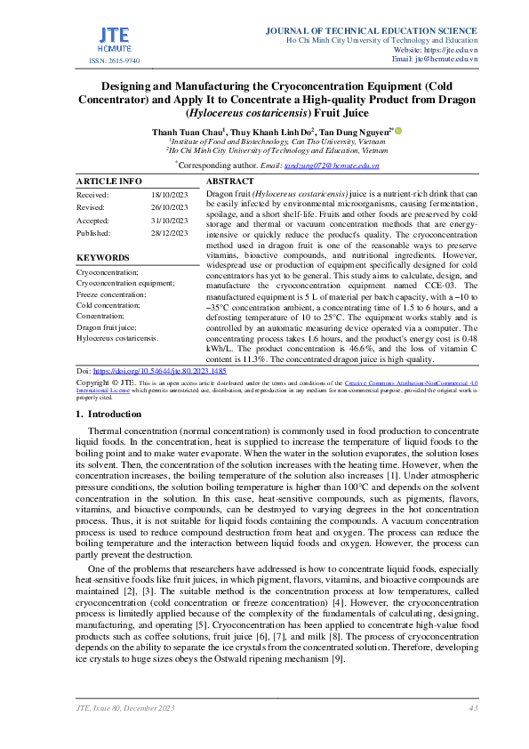 (PDF) Designing and Manufacturing the Cryoconcentration Equipment (Cold ...