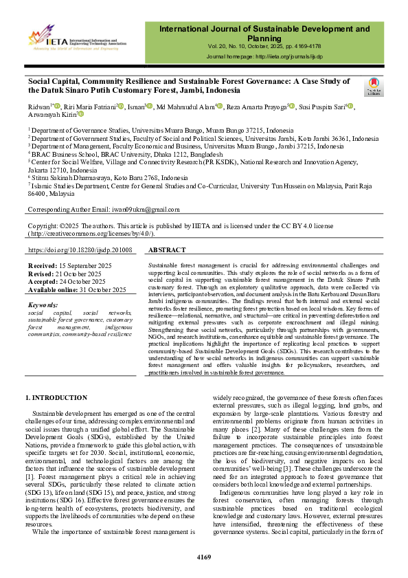 (PDF) Social Capital, Community Resilience and Sustainable Forest ...