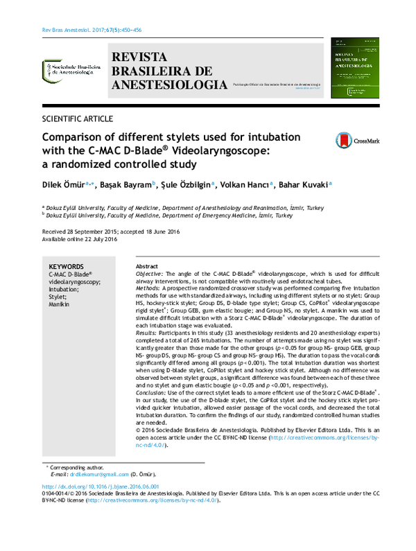 (PDF) Comparison of different stylets used for intubation with the C ...
