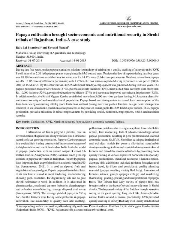 (PDF) Papaya cultivation brought socio-economic and nutritional ...