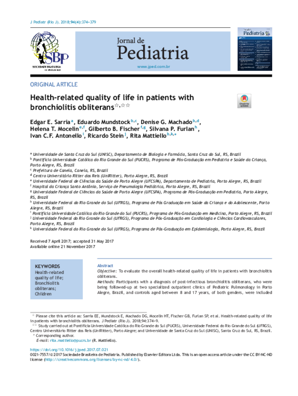 (PDF) Qualidade de vida relacionada à saúde em pacientes com ...