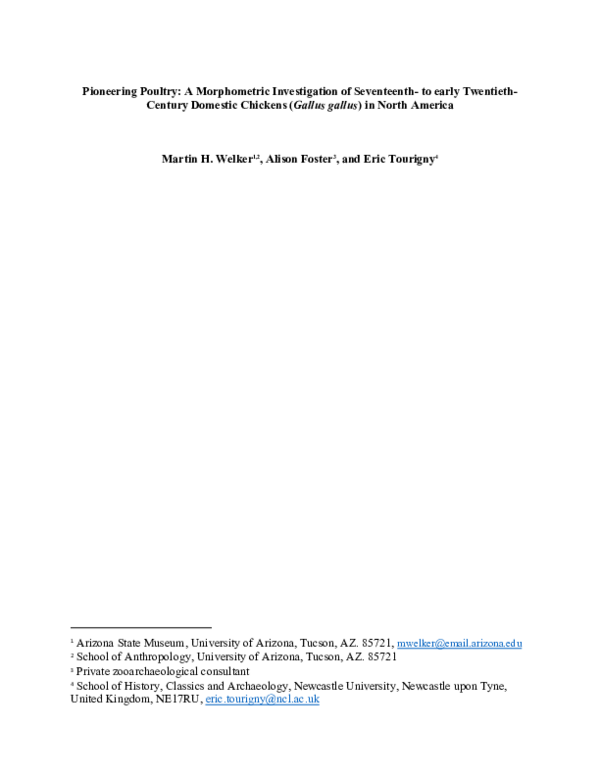 (PDF) Pioneering Poultry: A Morphometric Investigation of Seventeenth ...