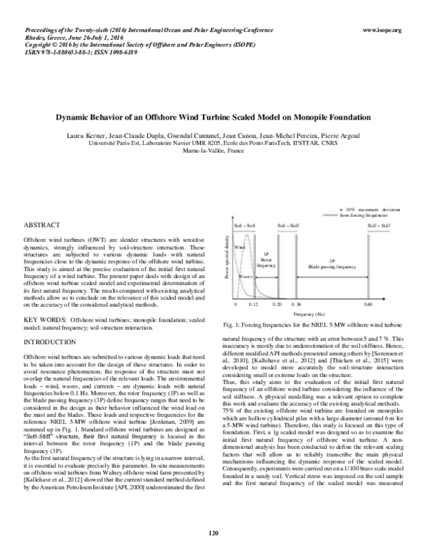 (PDF) Dynamic Behavior of an Offshore Wind Turbine Scaled Model on ...