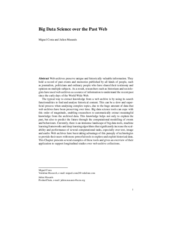 (PDF) Big Data Science Over the Past Web