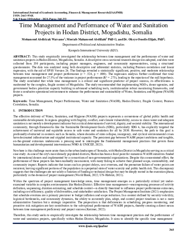 (PDF) Time Management and Performance of Water and Sanitation Projects ...