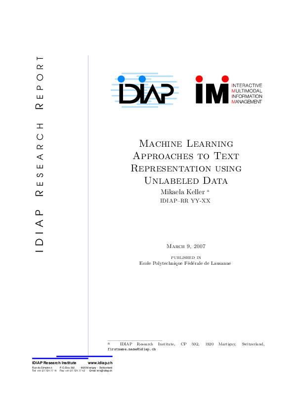 (PDF) Machine Learning Approaches to Text Representation using ...